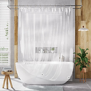 AmazerBath Clear Shower Curtain Liner, 72x72 Plastic Shower Liner, Waterproof PEVA Shower Curtain Liner, Cute Lightweight Shower Curtains for Bathroom with Magnets and 12 Rustproof Metal Grommet Holes