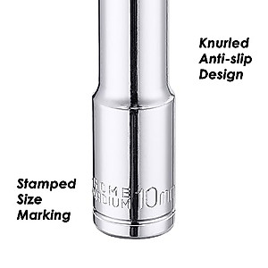 MIXPOWER 10PCS 1/4"& 3/8" Drive 10mm Deep&Shallow Socket, CR-V, Metric, Mirror Finish, 6 Point&12 Point