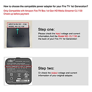 HKY 6.25V 16W AC DC Adapter Compatible with Fire TV CL1130,Digital HD Streaming Media Player Fire TV Box 1st Generation Power Supply Switching Charger Plug Cord