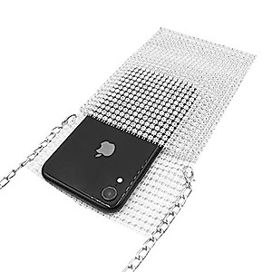 AIBEARTY Women Girls Sparkly Rhinestone Cell Phone Purse Mini Crossbody Bag Evening Clutch Shoulder Bag with Metal Chain