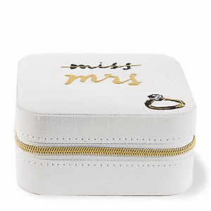 kate spade new york Bridal Acrylic Tumbler with Straw Bundle with Small Travel Jewelry Case Organizer (Miss to Mrs)