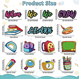 Pajean 60 Pieces When We Learn We Grow Paper Cut Outs Classroom Bulletin Board Set School Wall Decorations for Kids Boys Girls School Classroom Decor, JB-220701-G