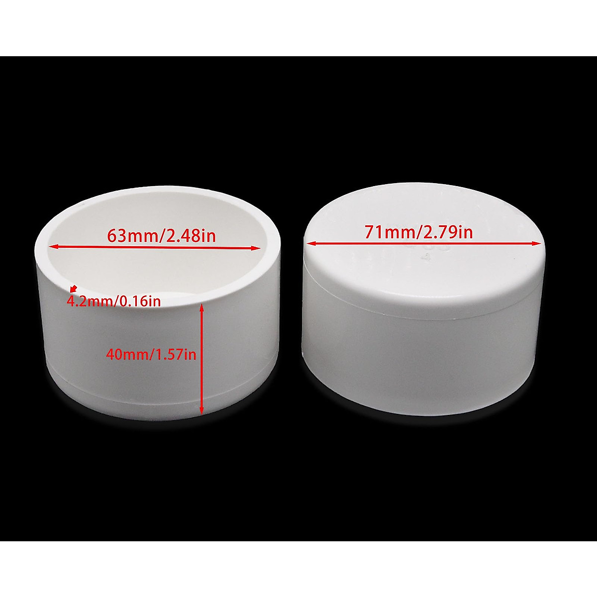 BENLIUDH PVC Pipe End Cap, White PVC Fittings Caps Furniture Grade 2 Inch (4pcs)