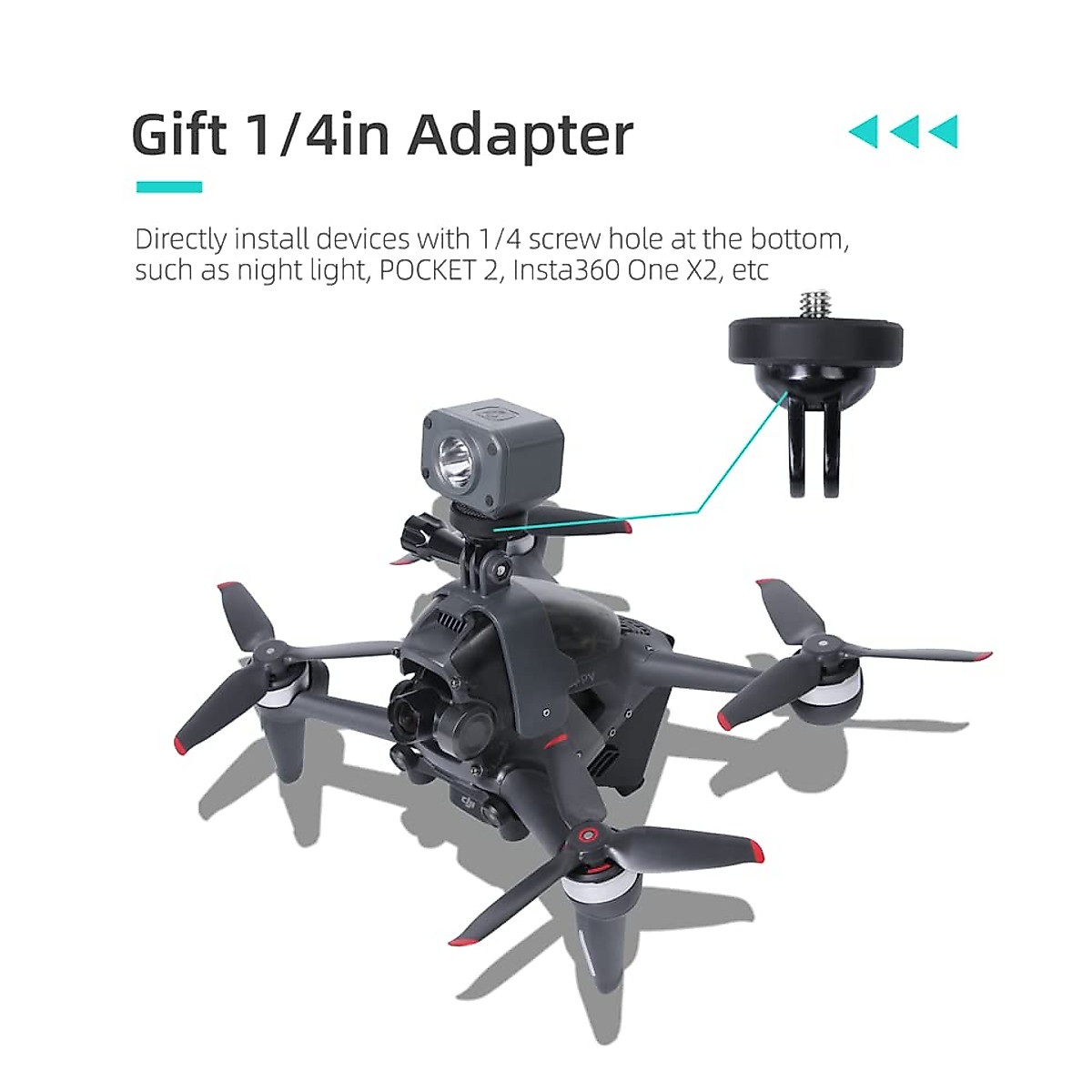 BTG DJI FPV Drone Action Camera Mount Holder for DJI Action 2 /OSMO Action/Pocket 1,2 /GoPro Series/Fimi Palm 1, 2 / Insta360 ONE X2/ONE R/Night Light/Fill Light Sport Camera Mount