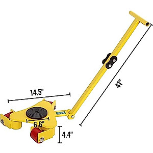 OrangeA Industrial 6600Lbs Capacity Skates 3 Swivel Rollers 360 Degree Rotation Machinery Mover Dolly for Transporting (3 T)