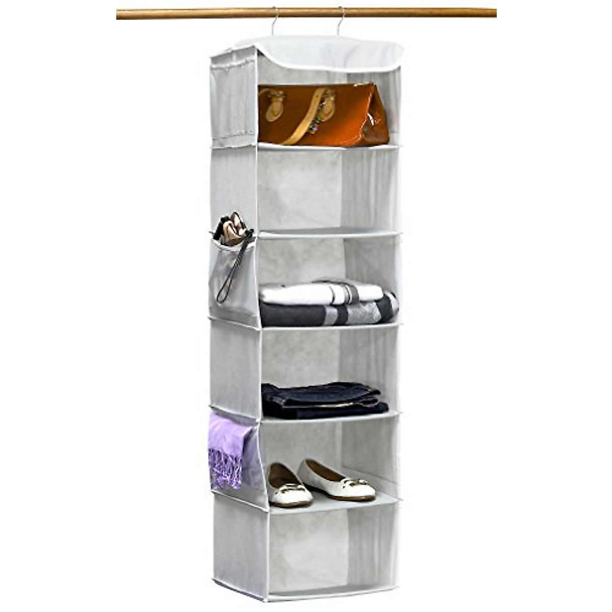 Simple Houseware Hanging Closet Organizers Storage, 6 Shelves, Gray