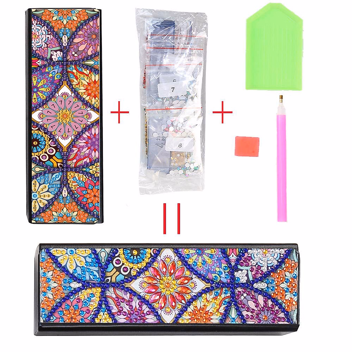 KACASHIP DIY 5D Diamond Painting Sun Glasses Case Storage Box Mandala Pattern Festival Birthday Gift for Adult Women Kids Handwork (2 Pack)