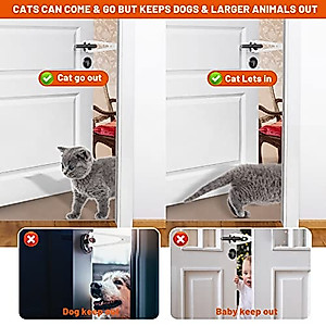 2PCS Cat Door Holder Latch - Cat Door Alternative - No Need for Baby Gate and Pet Door Installs Fast Flex Latch Strap Let's Cats in and Keeps Dogs Out of Litter & Food - Super Easy to Install (L)