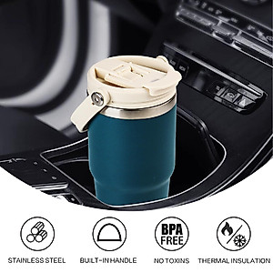 35oz Tumbler with Handle, Insulated Coffee Tumbler with Leak-proof 2-in-1 Lid and Straw, Double Wall Vacuum Insulated Coffee Mug, Portable Stainless Steel Water Bottle for Hot&Cold Drinks(Pink)