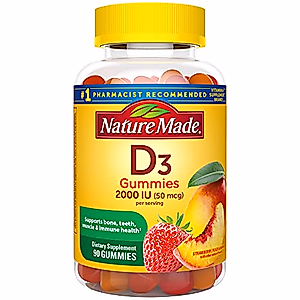 Nature Made Vitamin D3 2000 IU (50 mcg), Dietary Supplement for Immune Health Support, 90 Gummies, 45 Day Supply
