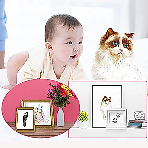 WEWESGAO Baby Handprint and Footprint Kit, Dog Paw Print Kit, Clean Touch Ink Pad for Newborn,Kids,Toddler and Pet with 3 Ink Pads and 6 Imprint Cards (Small, Black)