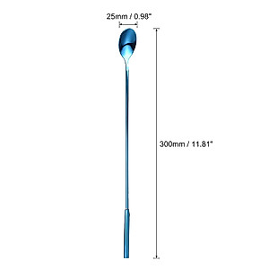 uxcell Long Handle Mixing Stirring Spoon, Stainless Steel Bartender Mixing Spoon Cocktail Stirrers, Bar Spoon Stirring Spoon (Length: 300mm/11.81", Blue)