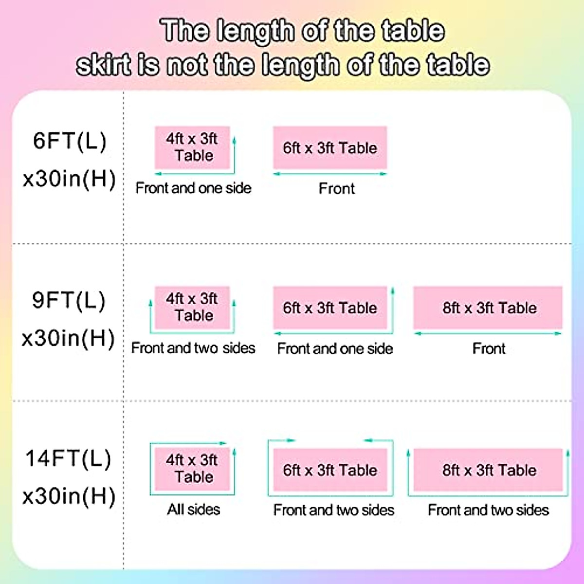 6ft Rainbow Unicorn Tutu Table Skirt for Rectangle Round Tables Chiffon Table Cloth for Unicorn Birthday Party Decorations Baby Shower Parties Ruffle Table Skirting