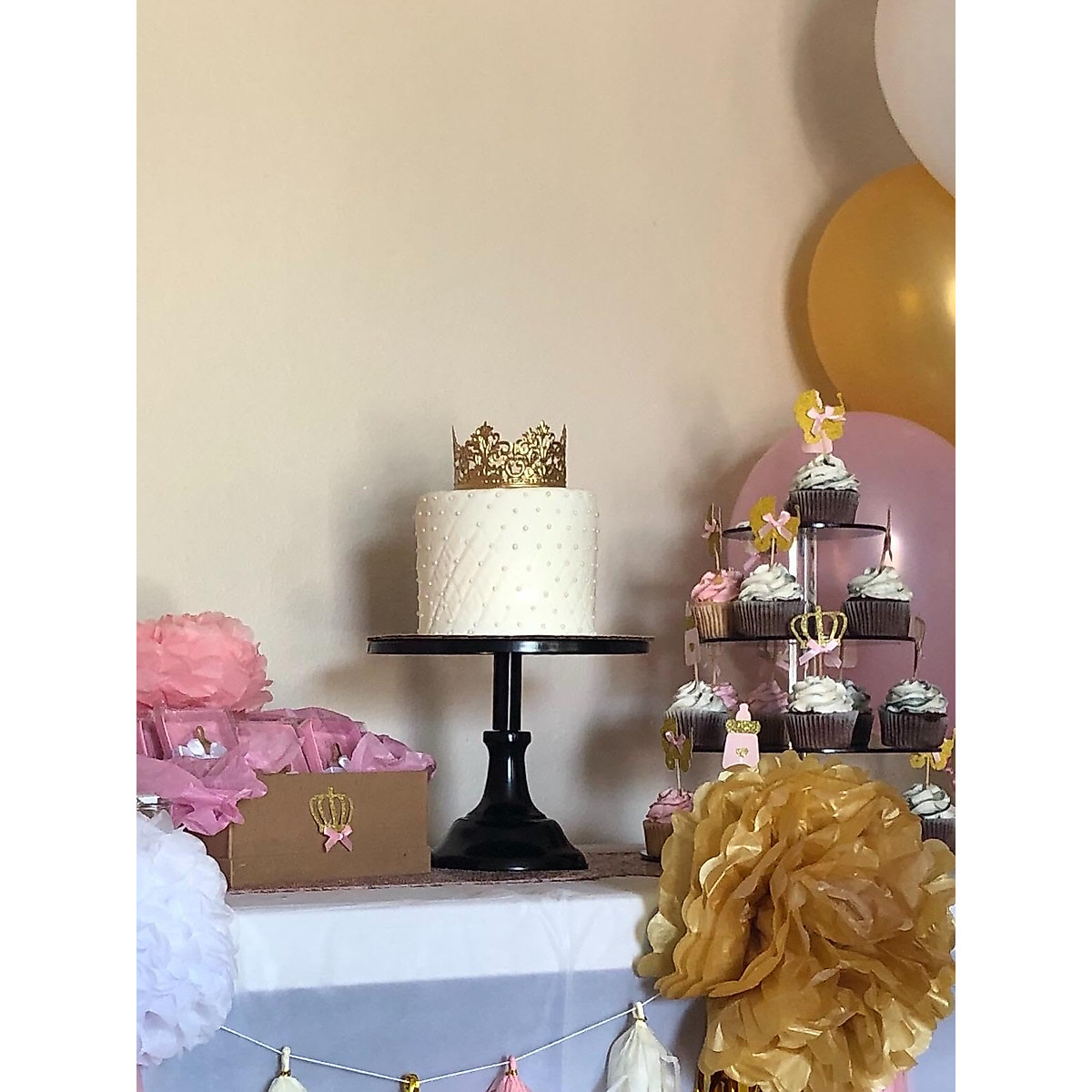 MENGCORE Grand baker cake stand 10 inch wedding cake tools adjustable height fondant cake display accessory for party bakeware (Black)