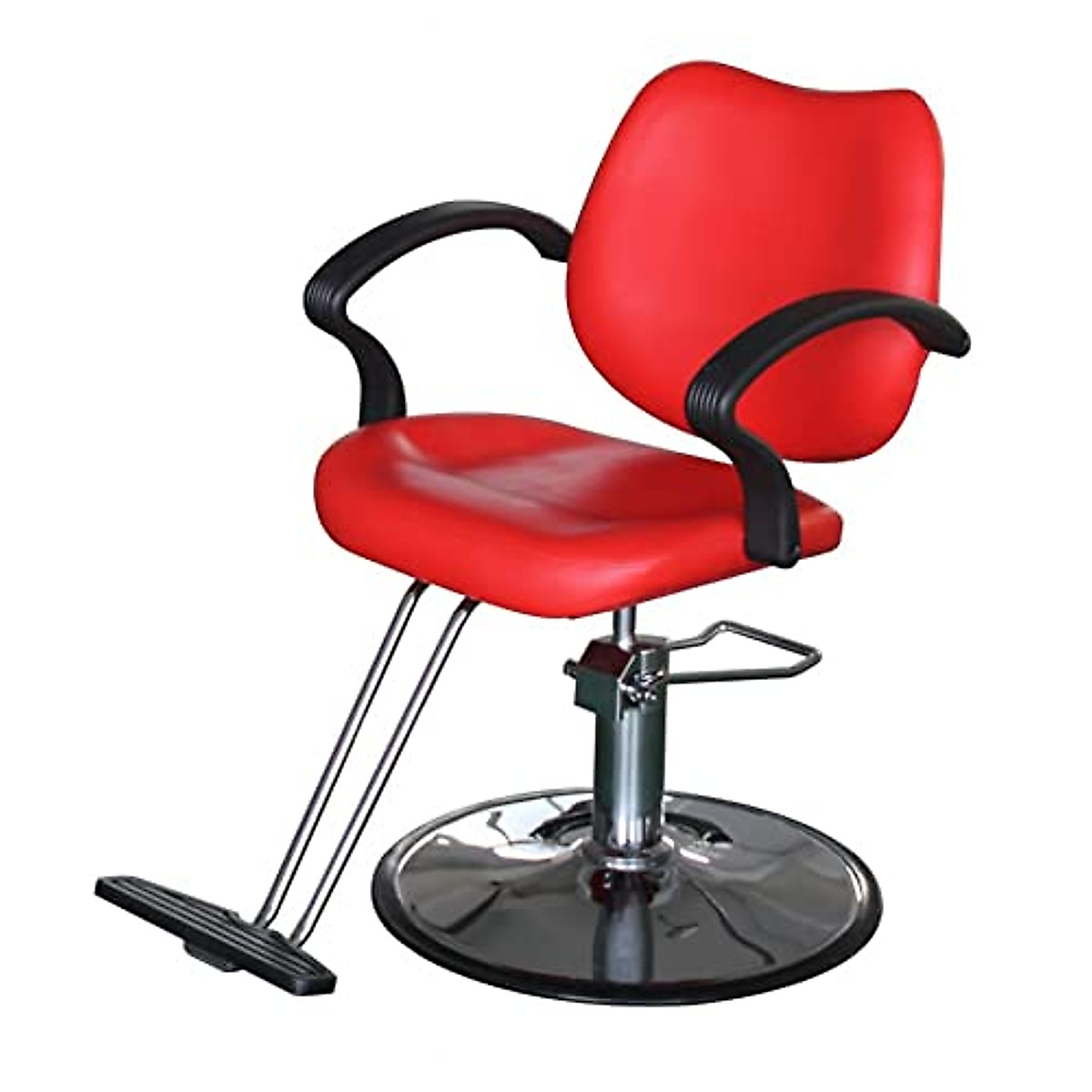Funnylife Red Round Base Hydraulic Pump Styling Chair Barber Chair Salon Beauty Equipment