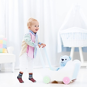 Tphon 12 Pairs Toddler Non Skid Socks with Grips Anti Slip Bottom, Cotton Non Slip Ankle Crew Socks for Boys, Girls, Kids(3-5Years)