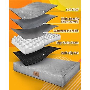 MASTERY MART Anti Anxiety Dog Bed for Medium Dogs Clearance, Dog Crate Bed, Waterproof Dog Bed, chew Proof Orthopedic Pet Bed with Washable Cover and Nonskid Bottom - L Grey
