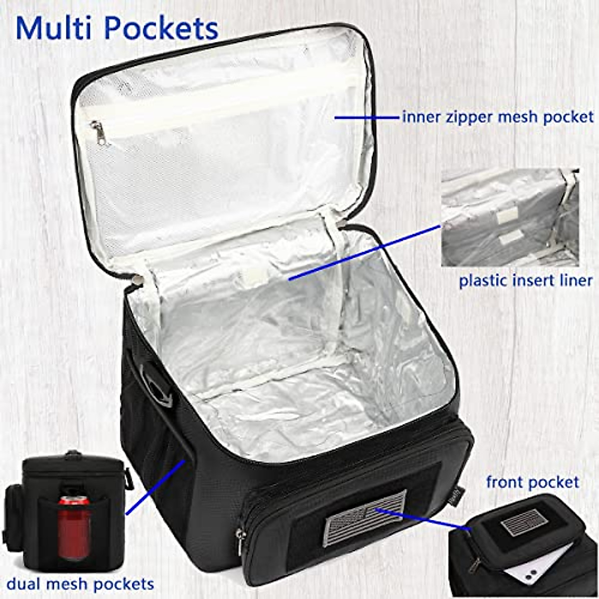 FlowFly Tactical Lunch Bag Large Insulated Lunch Box Cooler Tote for Men, Women with MOLLE / PALS Webbing (Black)