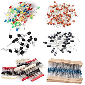 YUEONEWIN 1400Pcs Basic Electronics Component Assortment Kit, Electrolytic Capacitor, Ceramic Capacitor, LED Diode, Common Diode, Resistor, Transistor Component for Arduino, Electronic DIY Project