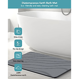 LOFTER Stone Bath Mat, Diatomite Stone Bath Mat Nonslip Super Absorbent Quick Drying Stone Mat for Kitchen Counter, Natural Non-Slip Bathroom Mats Stone Shower Mat Easy to Clean (23.5 x 15 inch)