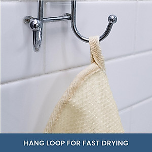 S&T INC. Exfoliating Washcloths, Dual Sided for Face and Body Scrub Towel, 9.9 Inch x 9.9 Inch, Cream, 3 Pack