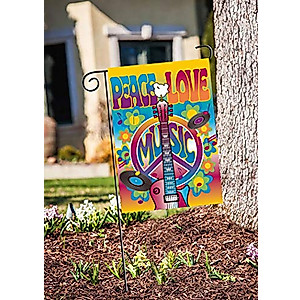 ShineSnow Peace Love Symbol Guitar Dove Music and Art Fair Garden Yard Flag 12"x 18" Double Sided Polyester Welcome House Flag Banners for Patio Lawn Outdoor Home Decor