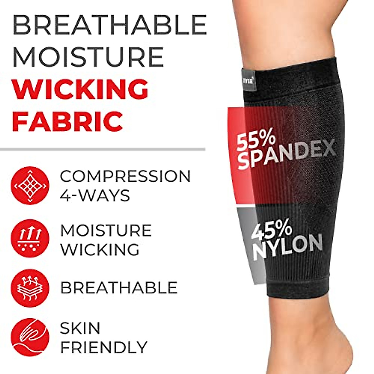 ZOYER Calf Compression Sleeves for Men and Women, Footless Compression Socks Support for Cycling, Fitness, Running, Leg Sleeve Brace for Shin Splints, Pain Relief, Injury Recovery and Reduces Swelling