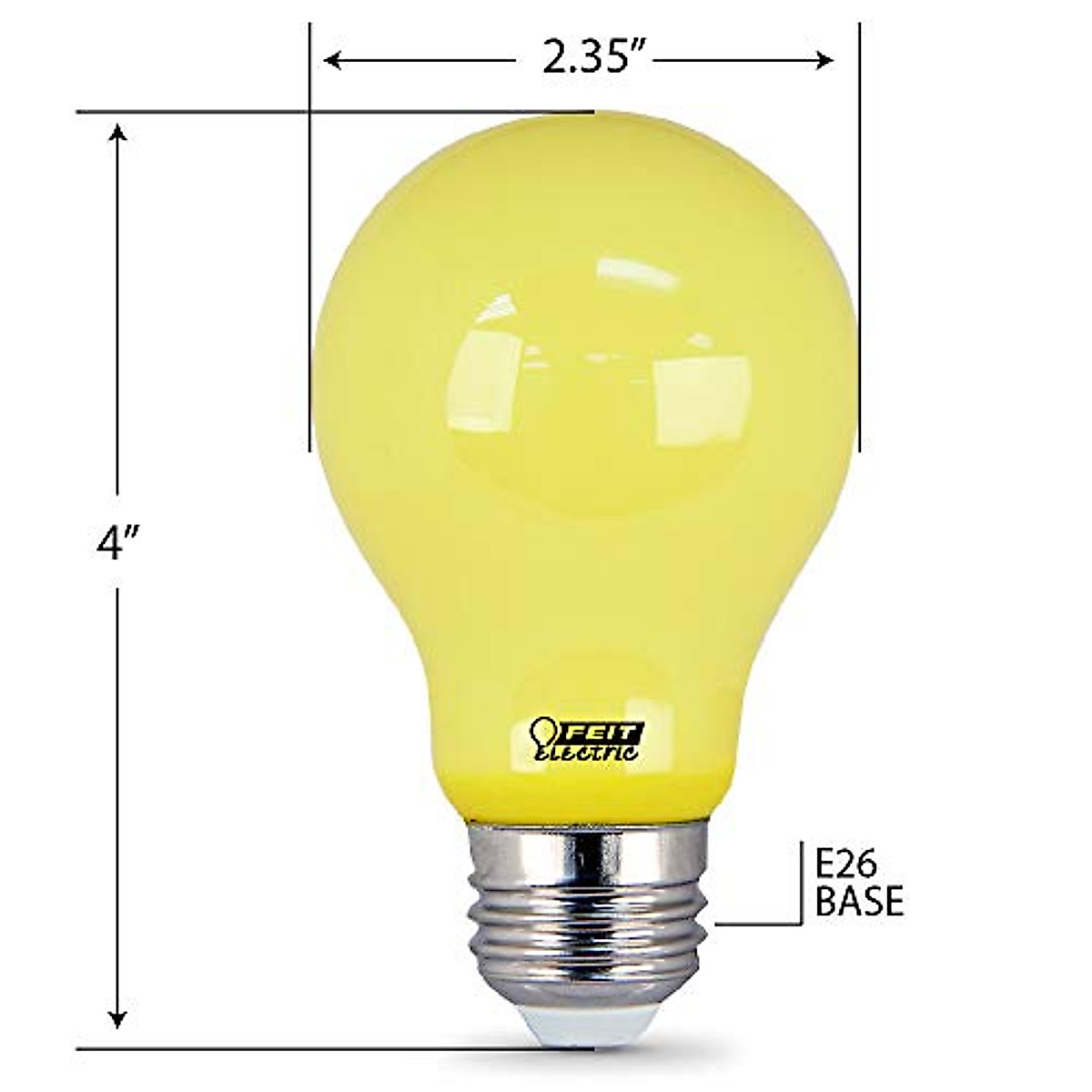 Feit Electric A19/BUG/LED Outdoor Bug Light 60-Watts Equivalent Non-Dimmable LED Light Bulb, E26 Medium Base, Yellow, Pack of 1