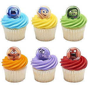 DecoPac Disney & Pixar's Inside Out 2 Bursts of Emotion Rings, Multicolored Cupcake Decorations, Food Safe Cupcake Toppers – 24 Pack