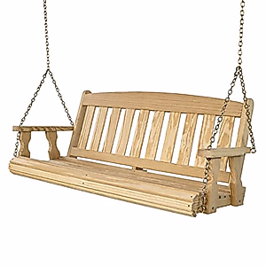 Amish Casual Heavy Duty 800 Lb Mission Treated Porch Swing with Hanging Chains (5 Foot, Unfinished)