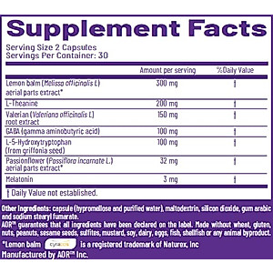 AOR, Ortho Sleep, Improves overall sleep & helps with jet lag, Natural Supplement with GABA, Melatonin, L-Theanine, Vegan, 30 servings (60 capsules)