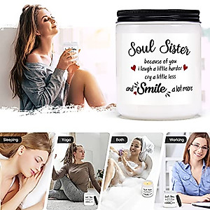 CINGUE Soul Sister Gift for Women - Funny Sisters Gifts from Sister Unique Lavender Scented Candle for Birthday Mothers Day Christmas Friendship Present for Best Friend Big Little Sister in Law