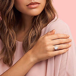 Pandora Sparkling Teardrop Halo Ring - Rose Gold Ring for Women - Layering or Stackable Ring - Gift for Her - 14k Rose Gold-Plated Rose - Size 7.5