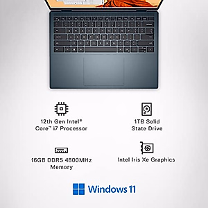 Dell Inspiron 14 Plus 7420 Laptop - 14 inch, 2.2K 16:10, Intel Core i7-12700H, 16GB DDR5 RAM, 1TB SSD, Intel Iris Xe, 2 Yr Onsite + AntiVirus, Migrate, Windows 11 Pro + Office 365 - Atlantic Blue