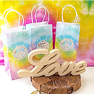 Joyful Toys Tie Dye Party Bags Pack of 16 - Goodie Gift Bags with Handle for Candy Favors & Treats | Ideal for 70s Pastel Tie Dye Hippie Party Decorations & Party Supplies