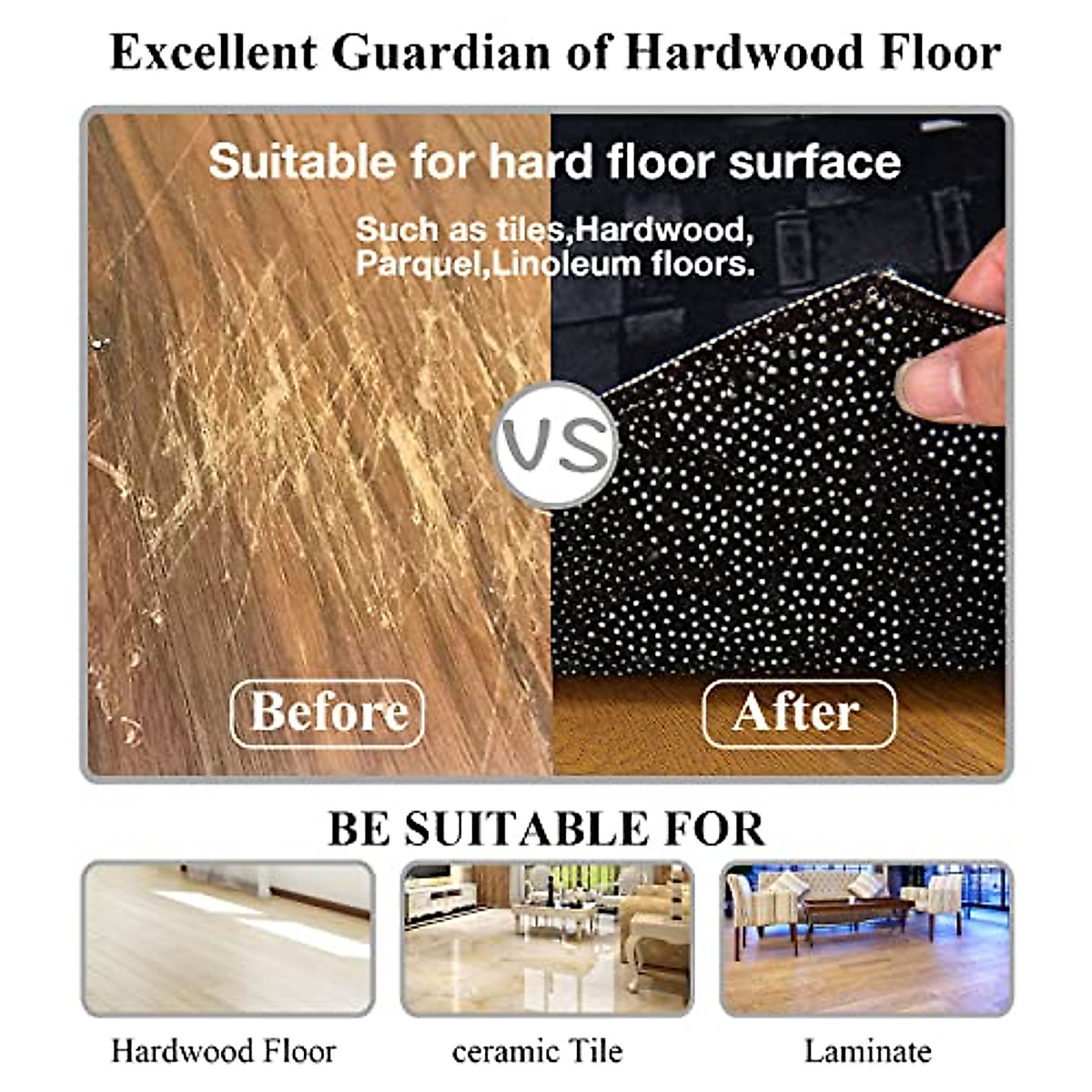 GTACOTA Office Chair Mat Gaming Chair Mat for Hardwood Floor Noise Cancelling Gaming Chair Mat Office Chair Octagon Carpeted Mat (Black-2)