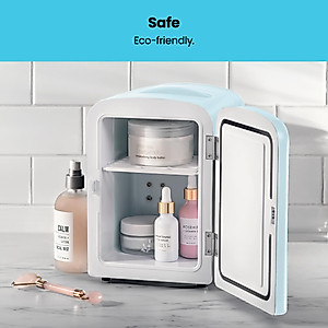 Chefman - Iceman Mini Portable Blue Personal Fridge Cools Or Heats & Provides Compact Storage For Skincare, Snacks, Or 6 12oz Cans W/ A Lightweight 4-liter Capacity To Take On The Go