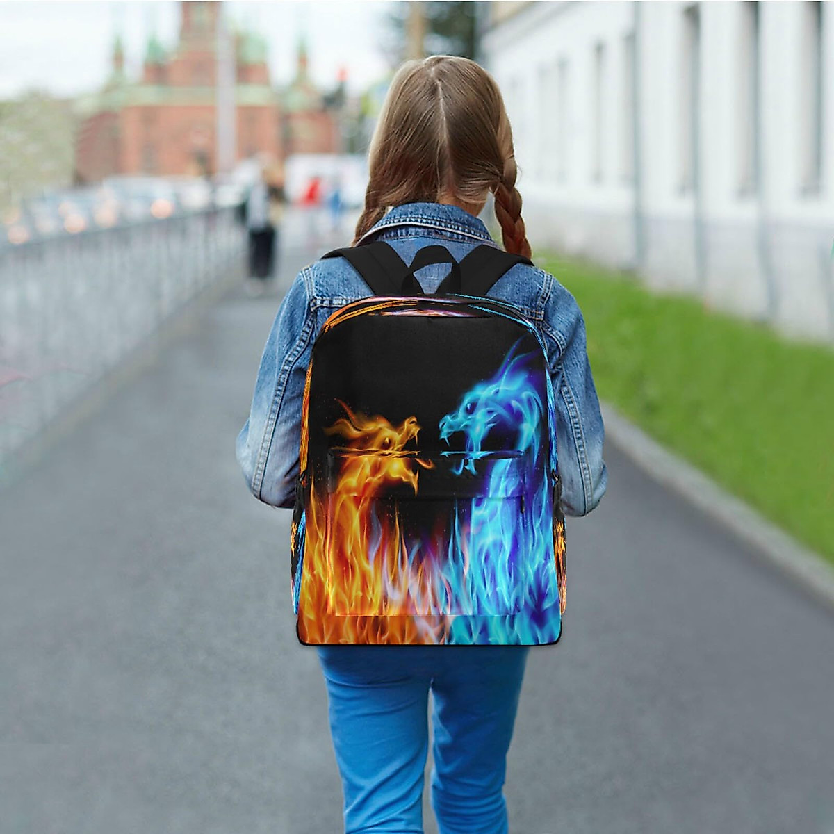 Cool Dragon Fire Backpack Travel Bag for Men Women, Lightweight Casual Daypack School Bag for Students Teens Girls Boys