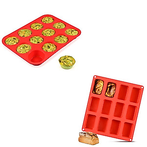 CAKETIME Silicone Muffin Pan, Silicone Mini Loaf Pan