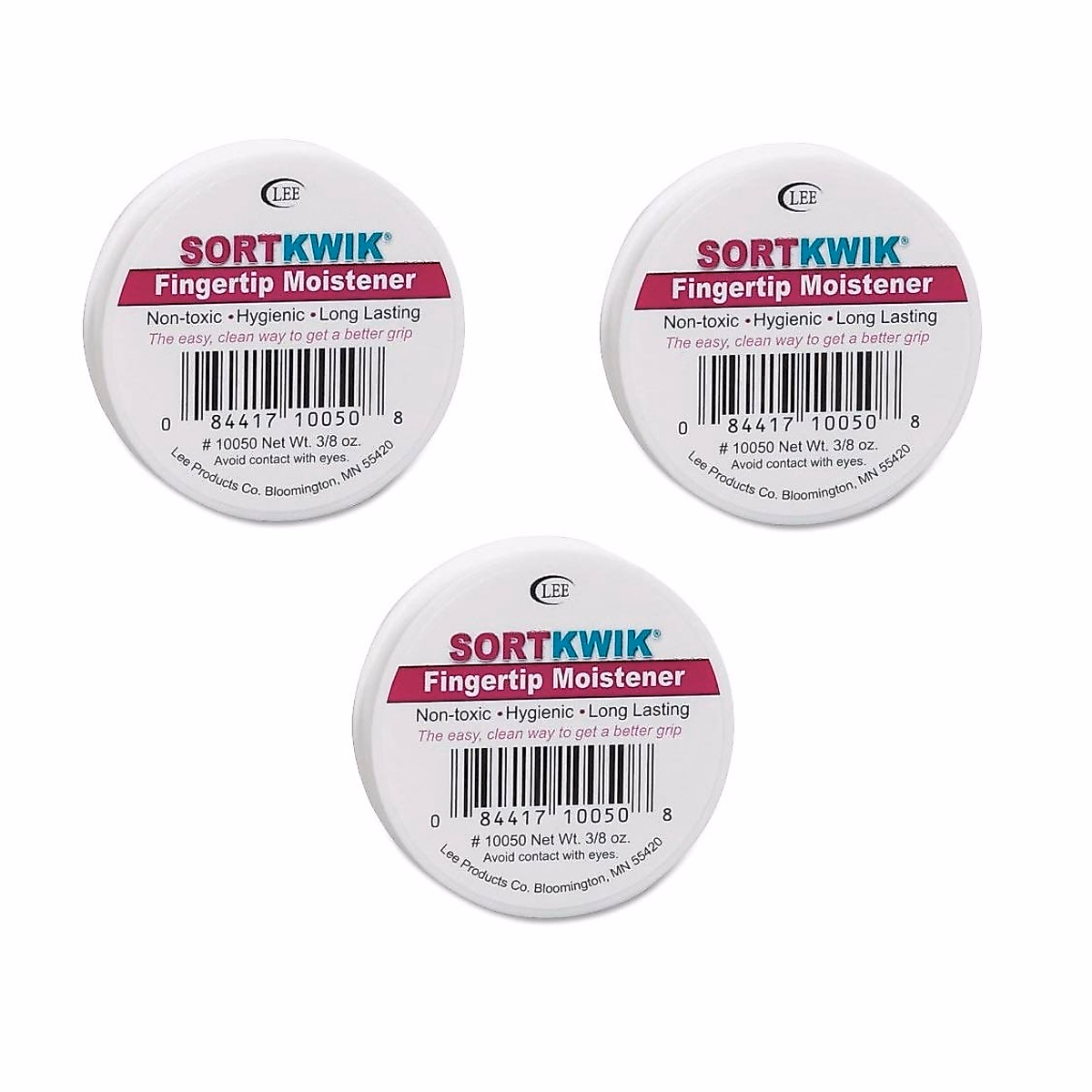 LEE 10050 Sortkwik Fingertip Moisteners, 3/8 oz, Pink, Sold as 3 Pack