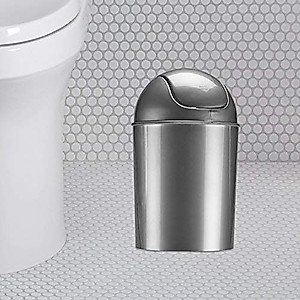 Umbra Mini Waste Can 1.2 Gallon with Swing Lid, Silver