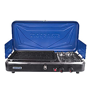 Stansport 206-50 Propane Stove and Grill Combo, Blue with Black Trim