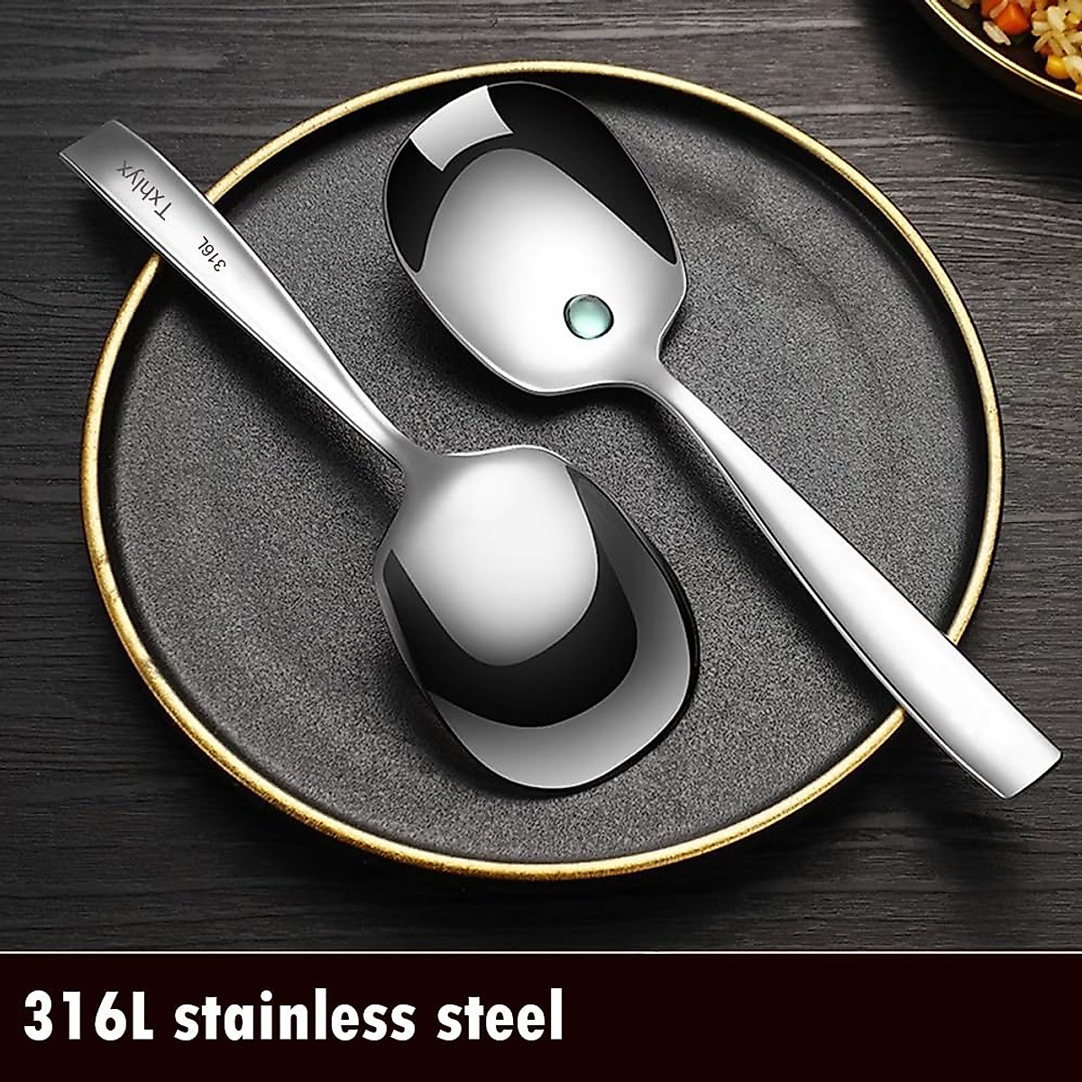 TXHLYX Serving Spoon,316L Premium Stainless Steel Large Heavy duty Serving Spoon for Buffet,Dishwasher Safe 9.5 x 2.8''