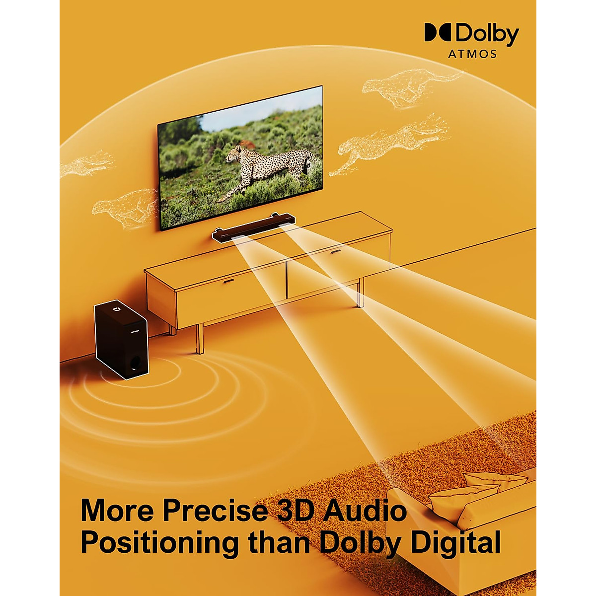 ULTIMEA Sound Bar for Smart TV with Dolby Atmos,190W Peak Power Soundbar with Subwoofer, TV Sound Bar with Bass Boost, Home Theater Audio Sound Bars for TV Speakers, Ultra-Slim Series Nova S50