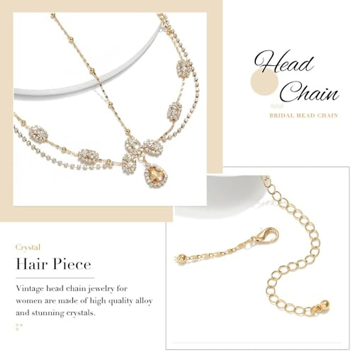 Brinie Rhinestone Hair Chains Silver Head Chain Jewelry Bride Wedding Headbands Chain Bridal Headpiece Jewelry Forehead Chain Costume Prom Wedding Hair Jewelry for Women and Girls (Type 2)