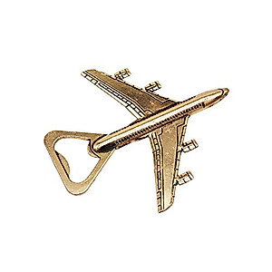 Youkwer 16 PCS Skeleton Airplane Bottle Opener with “OUR ADVENTURE BEGINS”Exquisite Packaging for Wedding Party Favors & Decorations (Dark Gold)