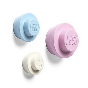 Lego Wall Hanger Set - 3-Piece Decorative Home Accessories for Kids & Adults, Cute Room Decor, Space-Saving Coat Hooks, White, Light Blue, Pink