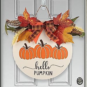Fall Decor for Home-Fall Wreaths for Front Door-12 inch Autumn Pumpkin Pattern with Bow and Greenery Wreath-Fall Decorations for Thanksgiving Harvest Farmhouse Outdoor Wall Window Door Hanger