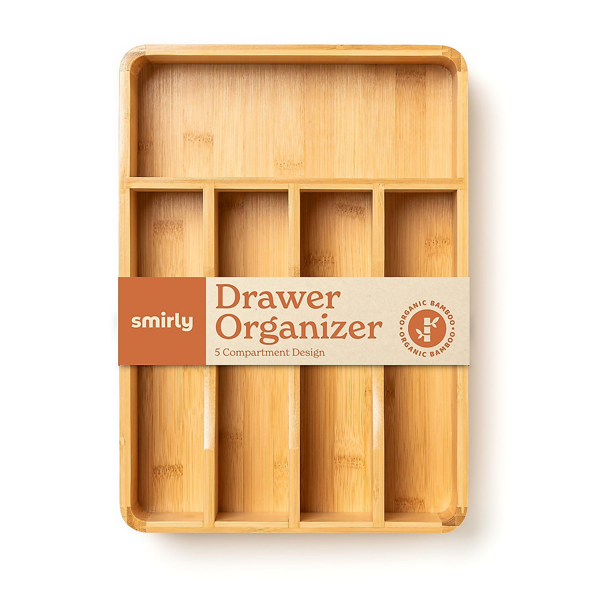 SMIRLY Silverware Drawer Organizer – Bamboo Kitchen Drawer Organizer, Adjustable Utensil Holder and Cutlery Tray, Drawer Dividers for Flatware and Kitchen Utensils