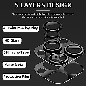Mansoorr Camera Lens Protector for iPhone 14 Pro / iPhone 14 Pro Max, Alloy Metal Camera Cover with Tempered Glass Screen Protector Accessories,Case Friendly,Scratch Resistant,Easy to Install - Space Black